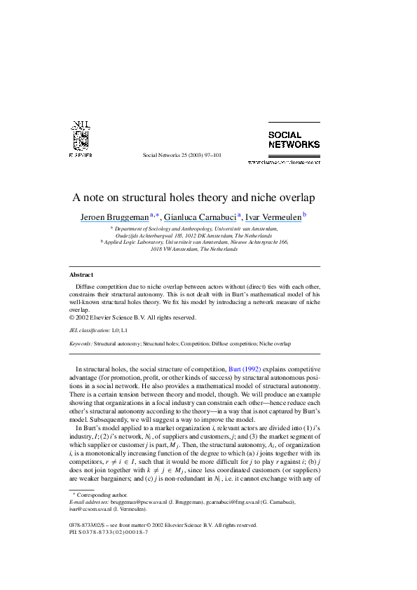 (PDF) A note on structural holes theory and niche overlap