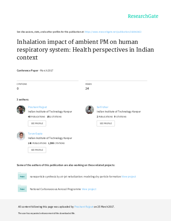 (PDF) Inhalation impact of ambient PM on human respiratory system ...