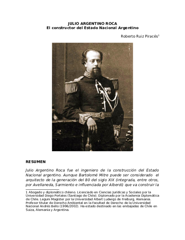 (DOC) JULIO ARGENTINO ROCA El constructor del Estado Nacional Argentino