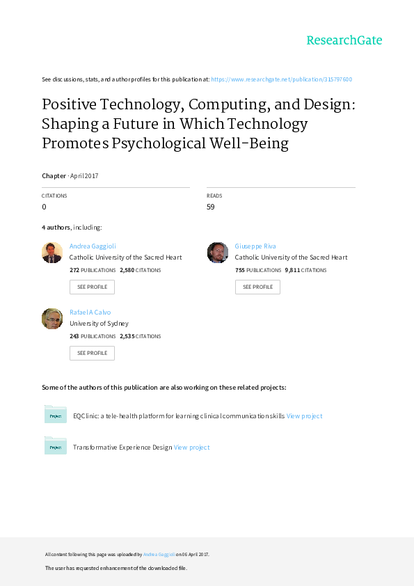 (PDF) Positive Technology, Computing, and Design: Shaping a Future in ...