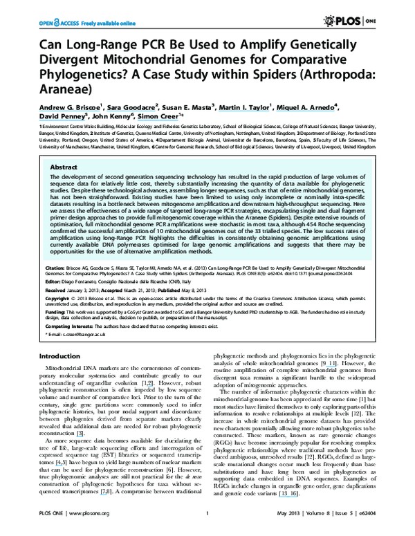 (PDF) Can Long-Range PCR Be Used to Amplify Genetically Divergent ...