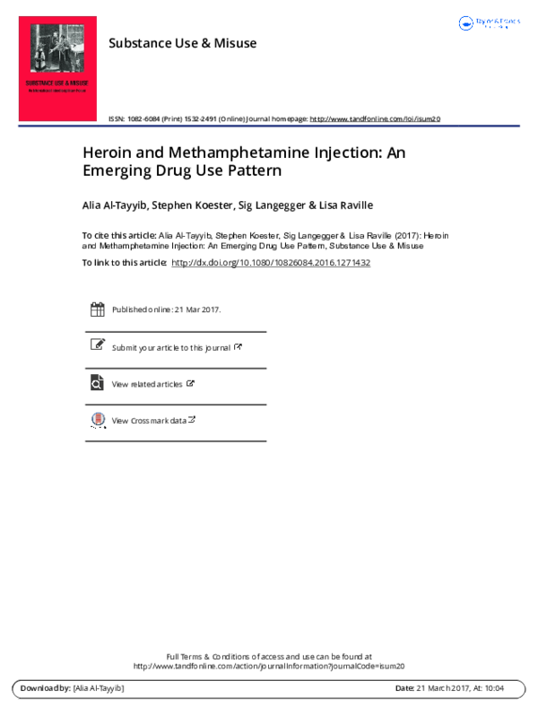 (PDF) Heroin and Methamphetamine Injection: An Emerging Drug Use Pattern