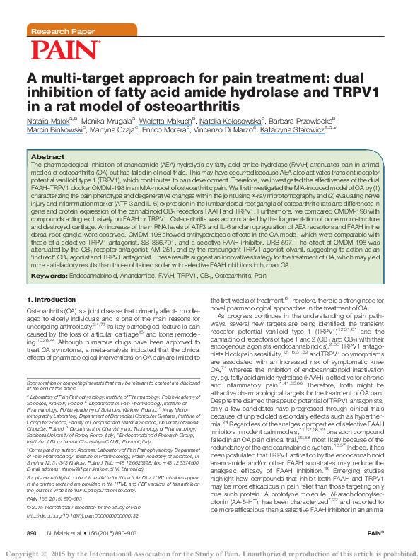 (PDF) A multi-target approach for pain treatment - dual inhibition of ...