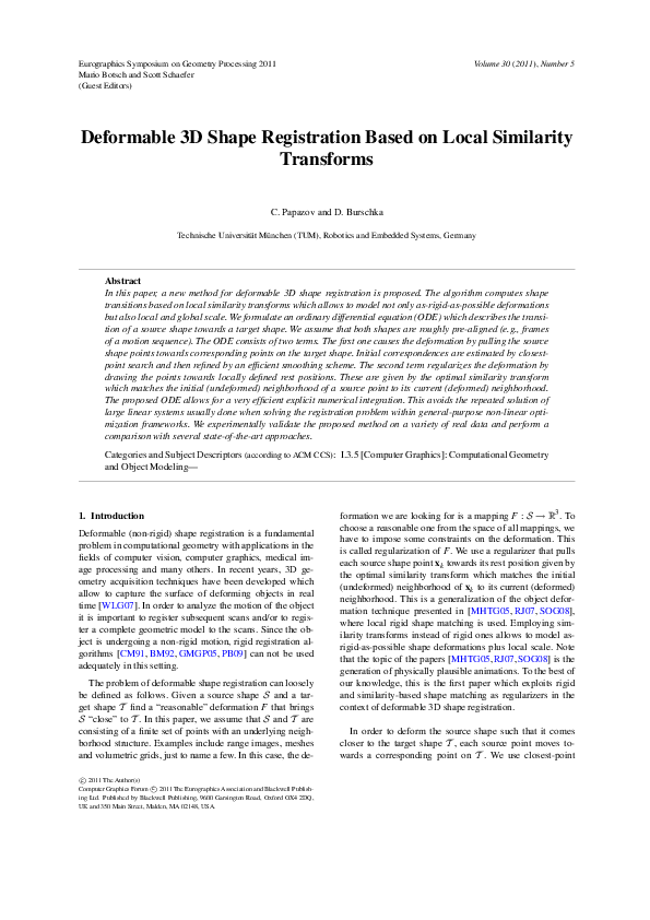 Pdf Deformable 3d Shape Registration Based On Local Similarity Transforms