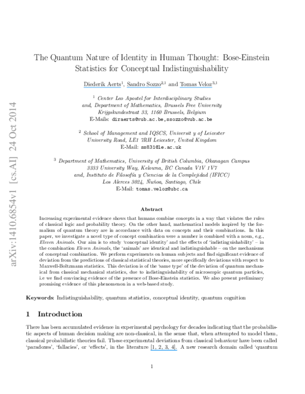 (PDF) The Quantum Nature of Identity in Human Thought: Bose-Einstein ...