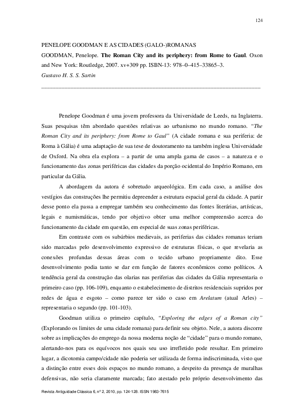 (PDF) Resenha: Penelope Goodman e as cidades (galo-)romanas