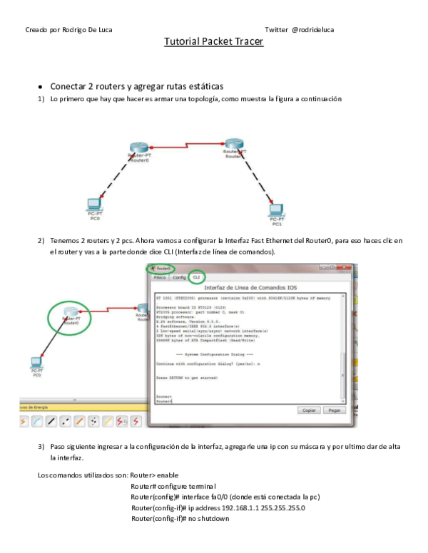 (PDF) Tutorial packet tracer rutas estaticas