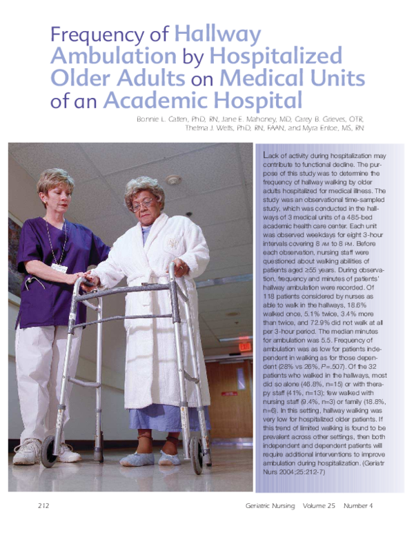 (PDF) Frequency of hallway ambulation by hospitalized older adults on ...