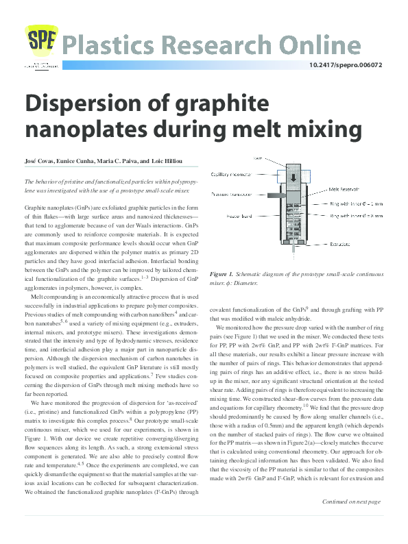 (PDF) Probing dispersion and re-agglomeration phenomena upon melt ...