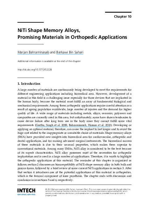 (PDF) Shape Memory Alloys - Processing, Characterization and Applications