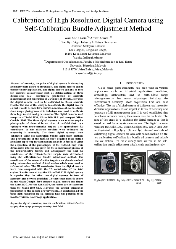 (PDF) Calibration of high resolution digital camera using self ...