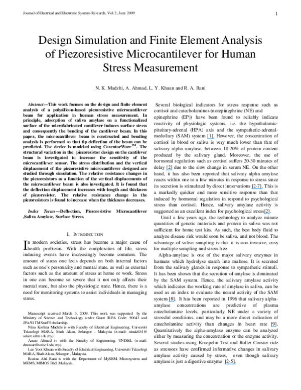 (PDF) Design Simulation and Finite Element Analysis of Piezoresistive Microcantilever for Human ...