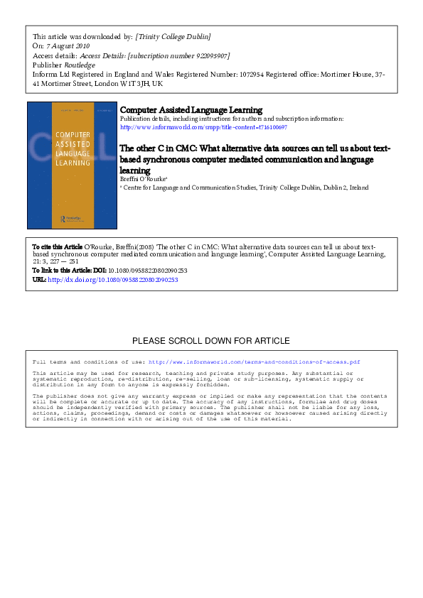 (PDF) The other C in CMC: What alternative data sources can tell us about text-based synchronous ...