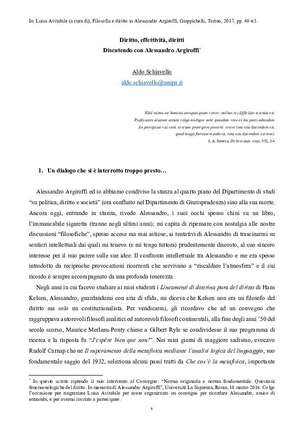 (PDF) Diritto, effettività, diritti Discutendo con Alessandro Argiroffi