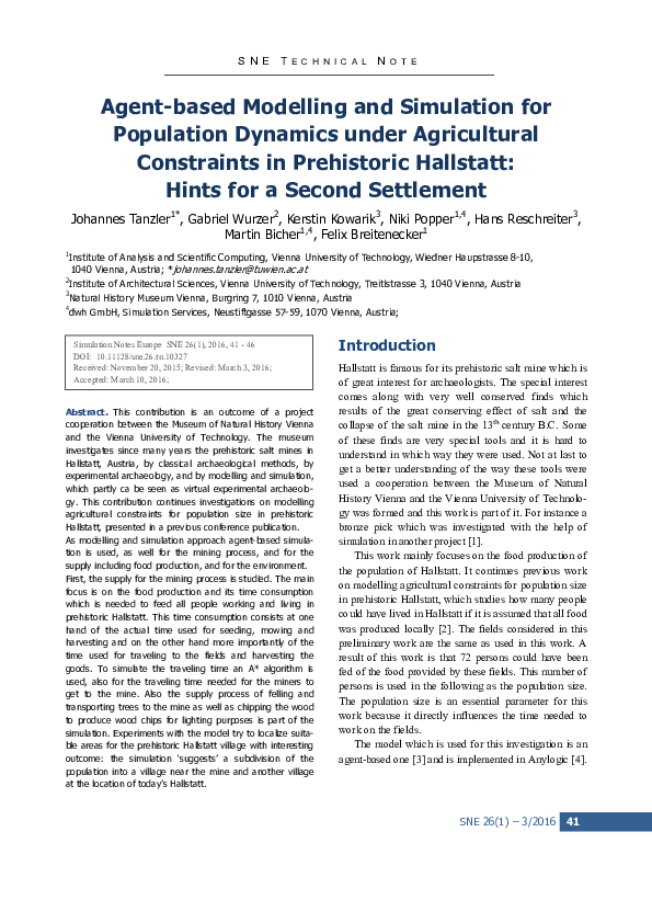 Pdf Agent Based Modelling And Simulation For Population Dynamics