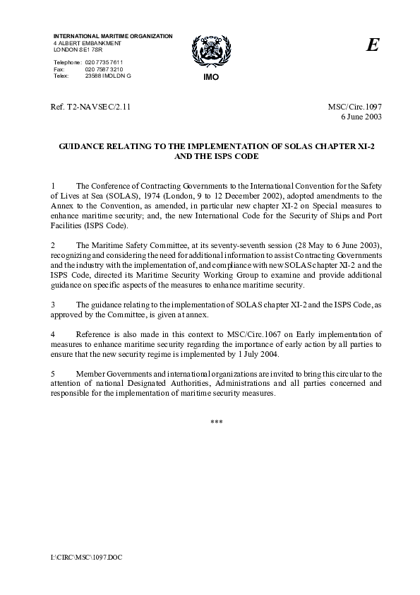 (PDF) MSC Circ 1097 solas ve isps code