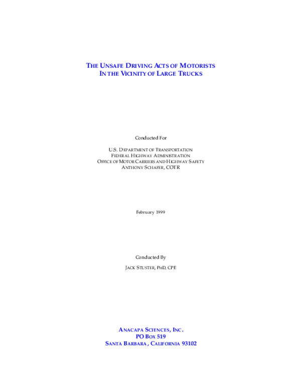 (PDF) The Unsafe Driving Acts of Motorists in the Vicinity of Large Trucks