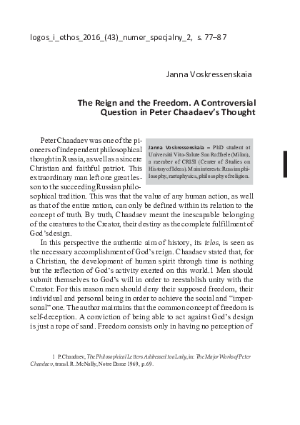 (PDF) The Reign and the Freedom. A Controversial Question in Peter ...