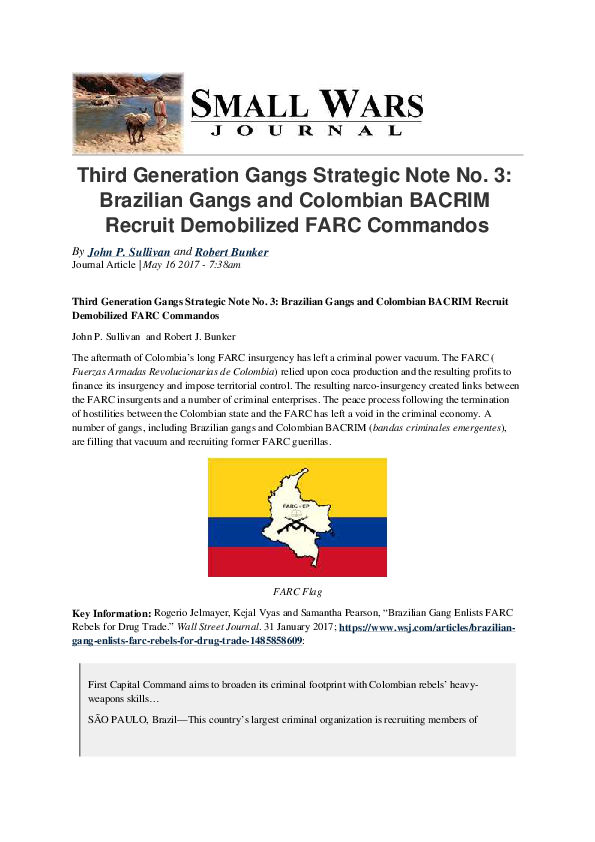 (PDF) Third Generation Gangs Strategic Note No. 3: Brazilian Gangs and ...