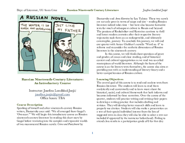 (PDF) Russian Nineteenth-Century Literature: An Introductory Course