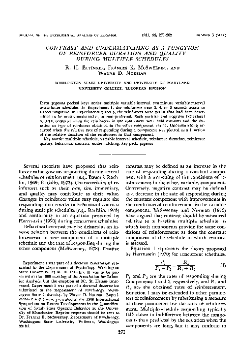 (PDF) Contrast and undermatching as a function of reinforcer duration and quality during ...