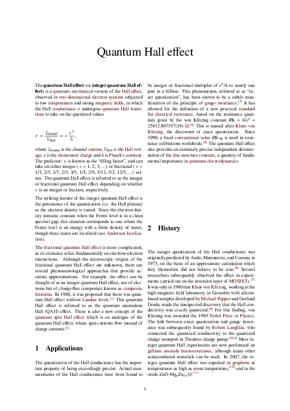 (PDF) Quantum Hall effect