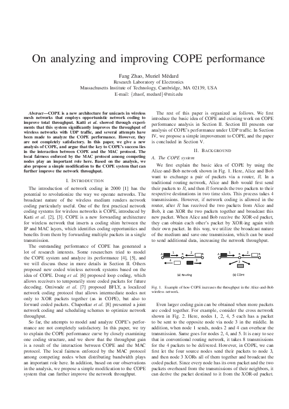 (PDF) On analyzing and improving COPE performance