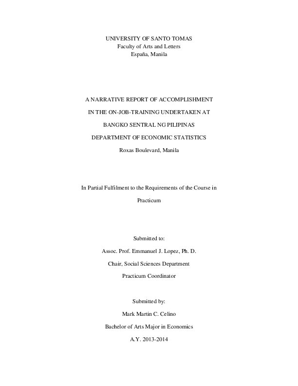 (PDF) A NARRATIVE REPORT OF ACCOMPLISHMENT IN THE ON-JOB-TRAINING ...