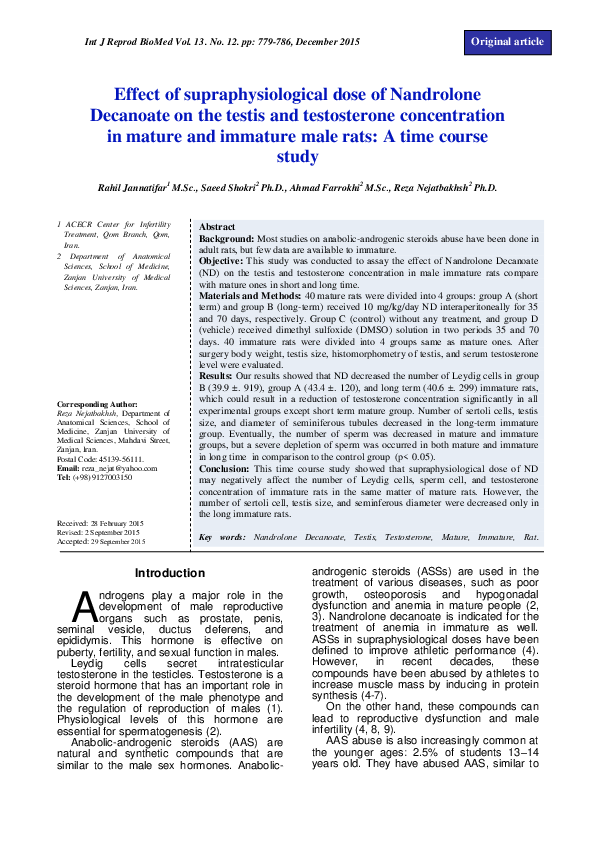 Pdf Morphometric Analysis And Redox State Of The Testicles In