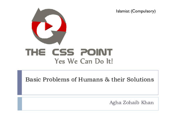 (PDF) Basic Problems of Humans & their Solutions