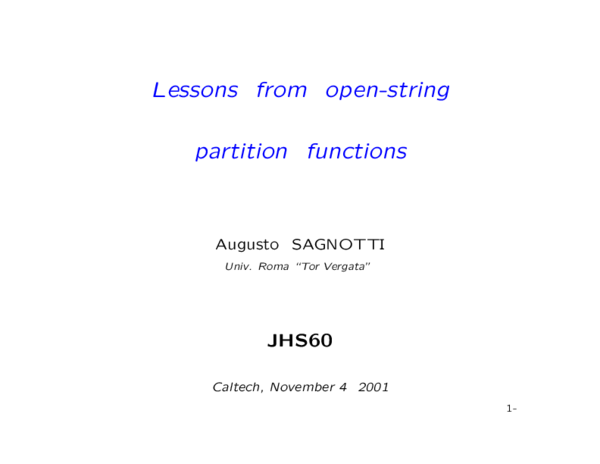 (PDF) Lessons from open-string partition functions