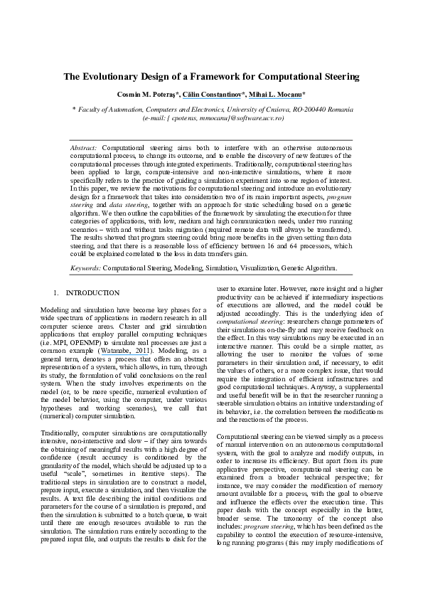 (PDF) The Evolutionary Design of a Framework for Computational Steering