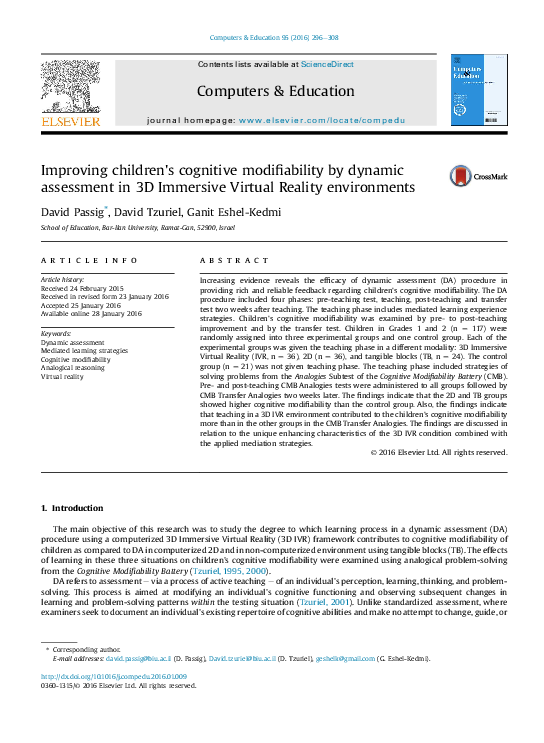 (PDF) Improving children's cognitive modifiability by dynamic ...