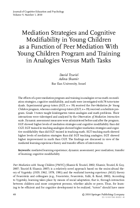 (PDF) Mediation Strategies and Cognitive Modifiability in Young ...