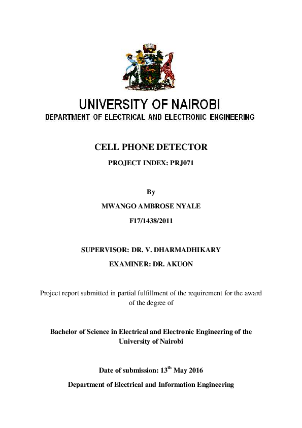 (PDF) CELL PHONE DETECTOR PROJECT INDEX: PRJ071