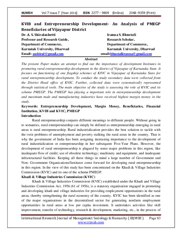 (PDF) KVIB and Entrepreneurship Development-An Analysis of PMEGP ...