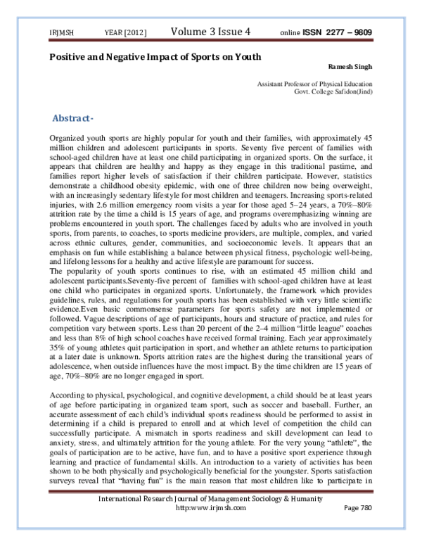 (PDF) Positive and Negative Impact of Sports on Youth