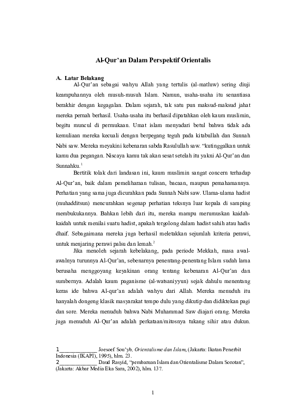 (DOC) Al-Qur'an Dalam Perspektif Orientalis