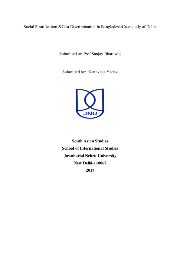 (PDF) Social Stratification &Cast Discrimination in Bangladesh:Case-study of Dalits