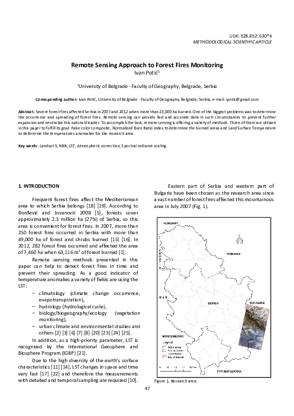 (PDF) Remote Sensing Approach to Forest Fires Monitoring