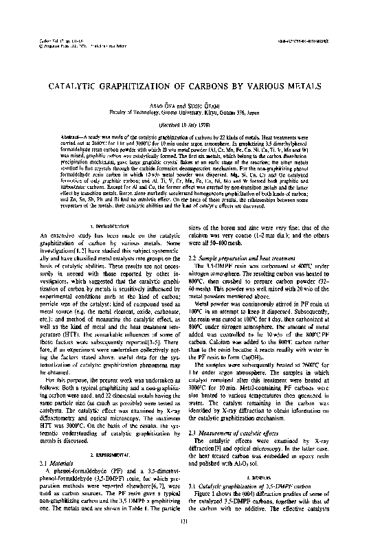 (PDF) Catalytic graphitization of carbons by various metals