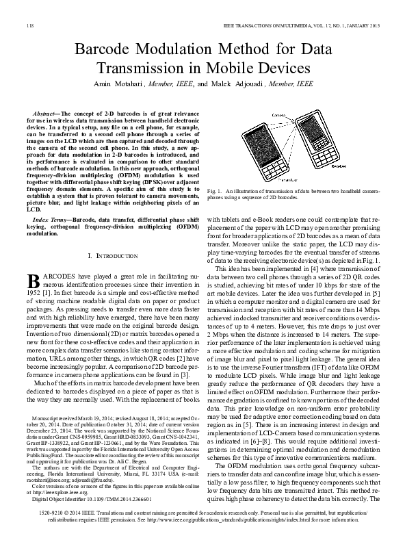 (PDF) Barcode Modulation Method for Data Transmission in Mobile Devices