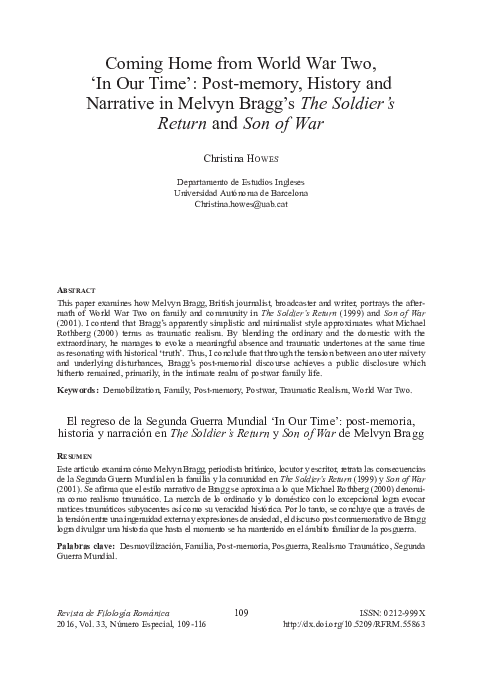 (PDF) Coming Home from World War Two 'In our Time': Postmemory, History ...
