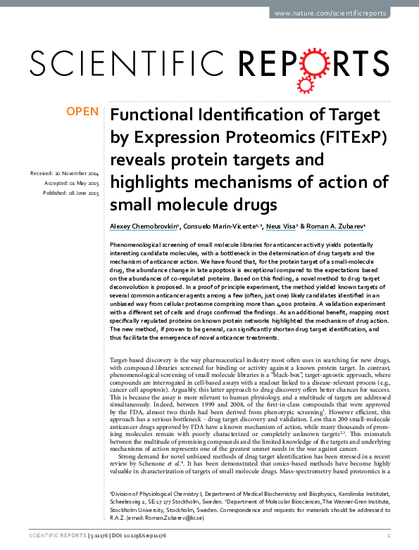 (PDF) Functional Identification of Target by Expression Proteomics ...
