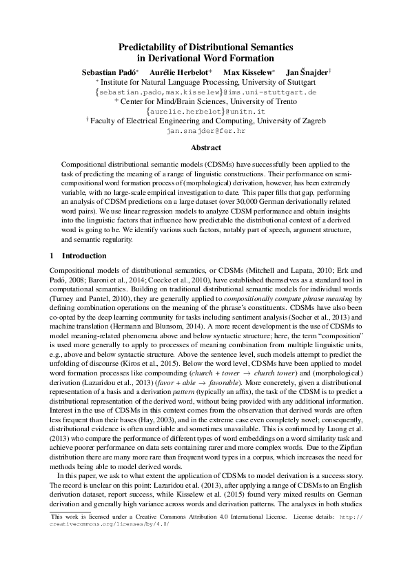 (PDF) Predictability of Distributional Semantics in Derivational Word Formation | Aurelie ...
