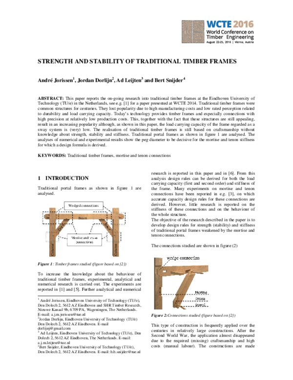 (PDF) STRENGTH AND STABILITY OF TRADITIONAL TIMBER FRAMES