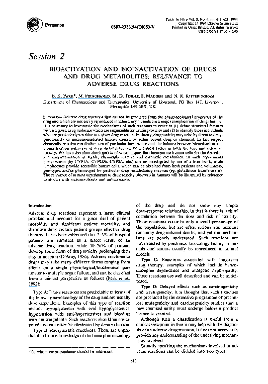 (PDF) Bioactivation and bioinactivation of drugs and drug metabolites ...