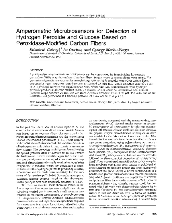 (PDF) Amperometric microbiosensors for detection of hydrogen peroxide ...