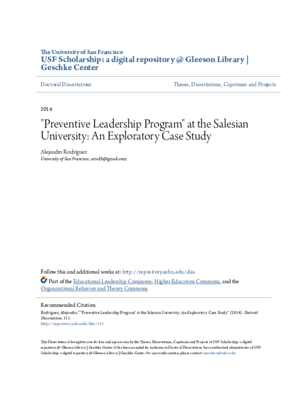 (PDF) Preventive Leadership Program" at the Salesian University: An ...