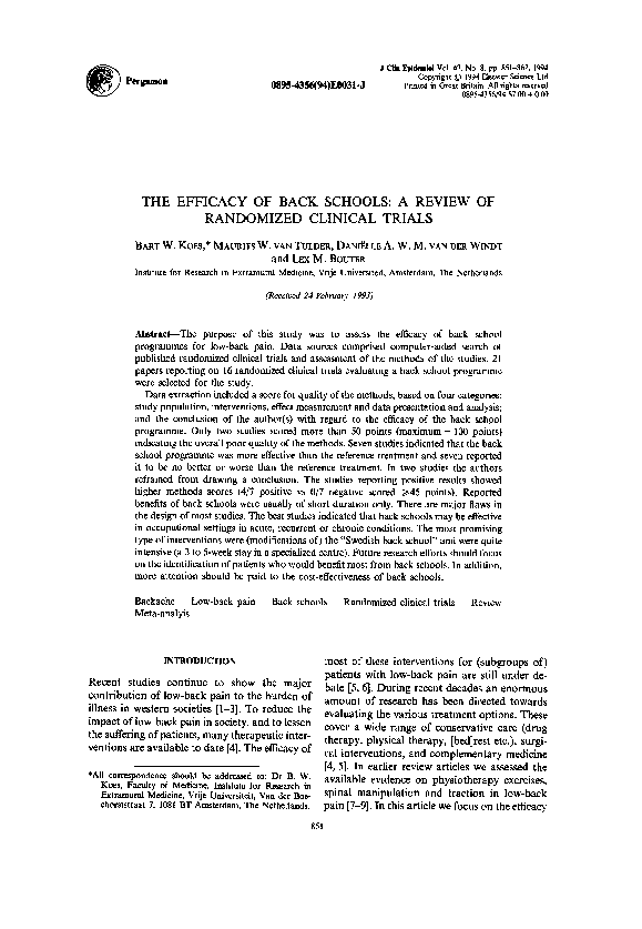 (PDF) The efficacy of back schools: A review of randomized clinical ...